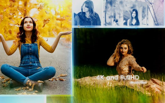 AE模板-情人节婚纱照视频毛玻璃边框特效的幻灯片视频婚礼视频个人...