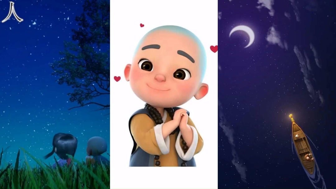 一禅小和尚:小和尚一禅还会害羞,和小姐姐看夜景,太浪漫!