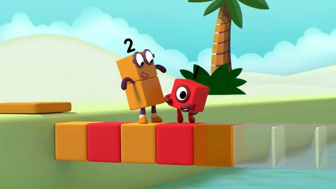 数字积木 搞笑动画:数字伙伴独木桥 心怀诡计 谁会掉下水!