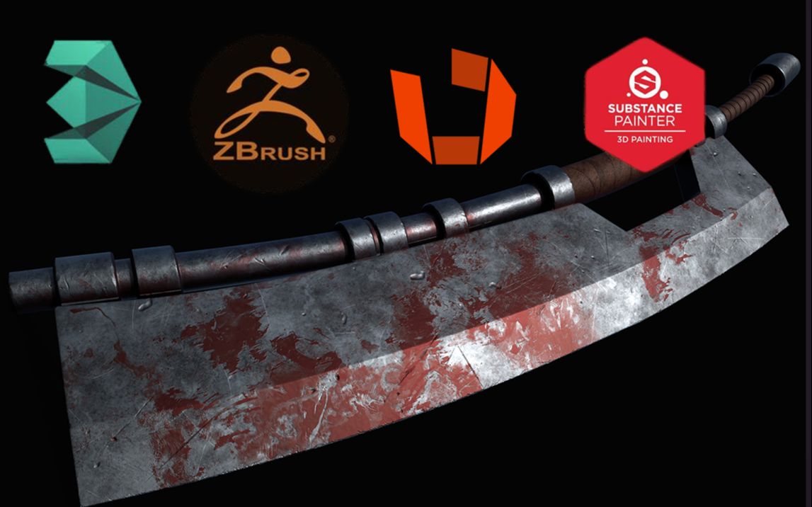 【3dmax建模】次世代全流程案例讲解“大刀”高模武器场景UV材质...