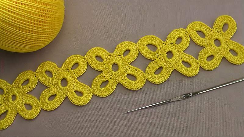 漂亮又简单的花朵钩针图案,适合编织蕾丝花边缎带或方形台布等