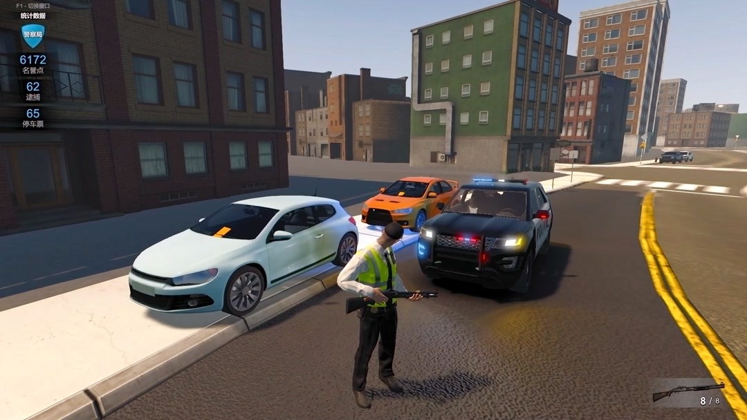 警察急救模拟器-模拟交通警察开着警车给违规停车贴条