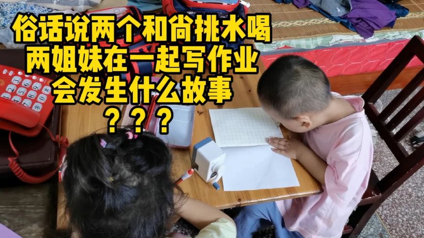 俗话说得好两个和尚挑水喝,两姐妹在一起写作业会发生什么故事呢