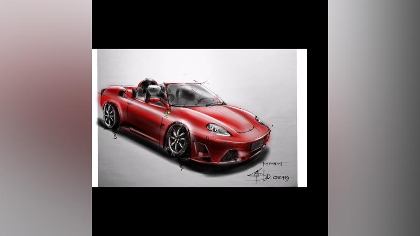 手绘汽车#汽车广告 #汽车4s店设计 #汽车手绘