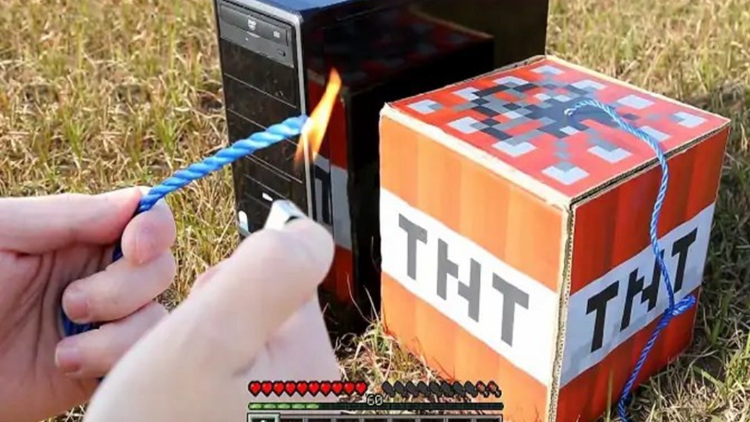 我的世界:MC玩家突发奇想,做了一个现实版TNT,我的世界真人版