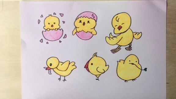 儿童益智简笔画非常简单, 教你如何画各种可爱的小鸡