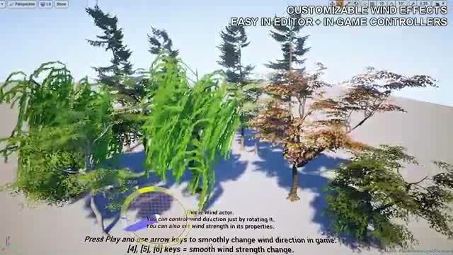 动态交互式绿色植被树叶实例场景UE4游戏素材资源