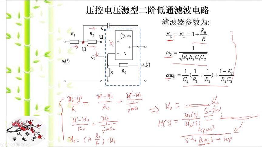 压控电压源型二阶低通滤波电路的结构及传递函数分析思路