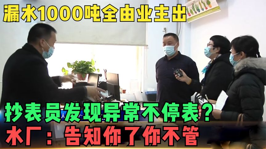 水管漏水1000吨,抄表员发现异常不停表?业主:你们水厂只会收钱
