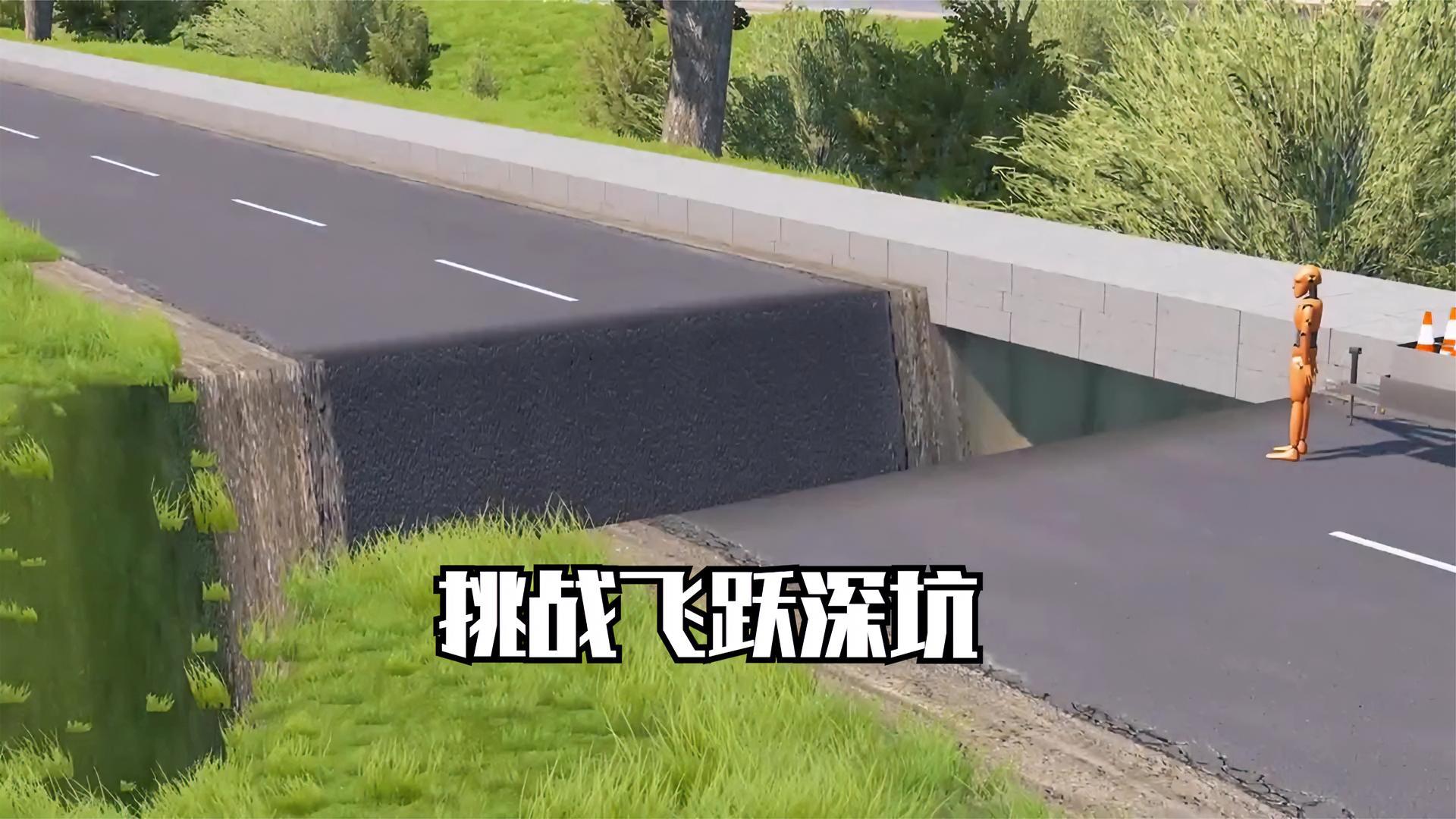 车祸模拟器不同大小的汽车,挑战过马路大水坑