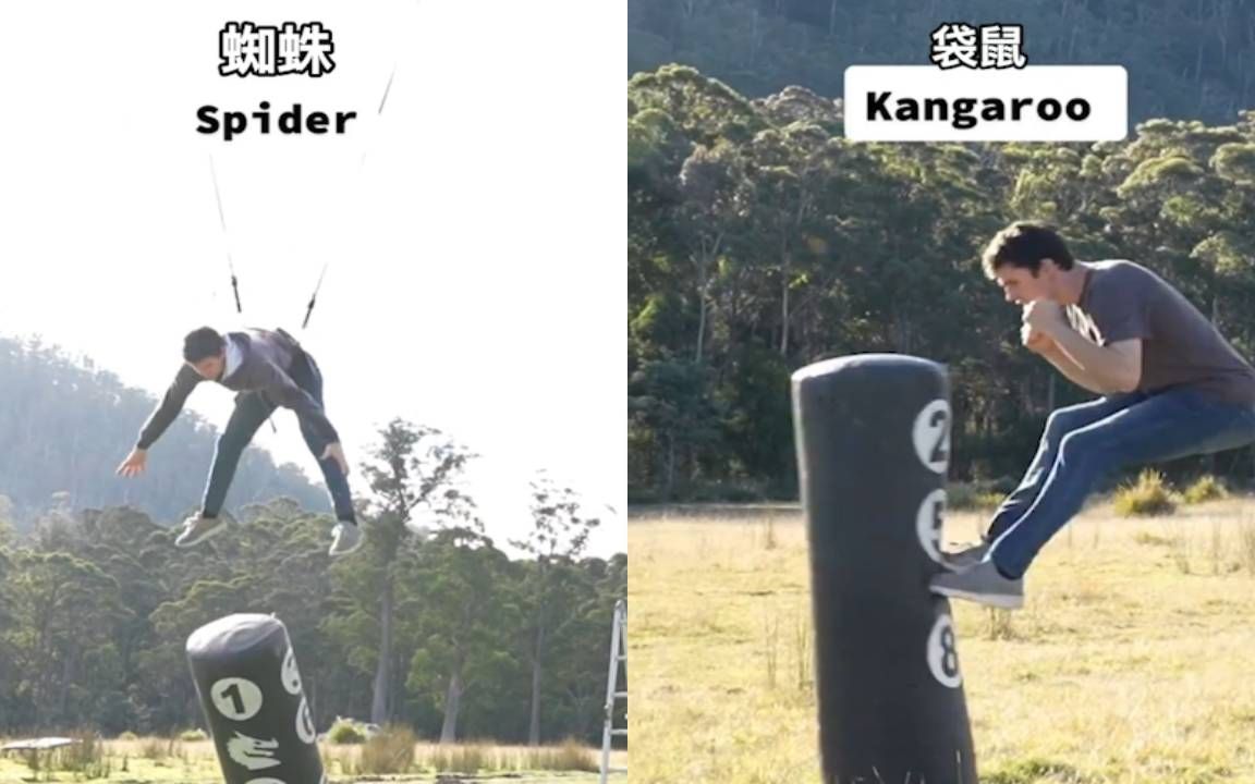 身手不凡!国外一男子模仿不同动物的攻击方式,最后一下太爆笑
