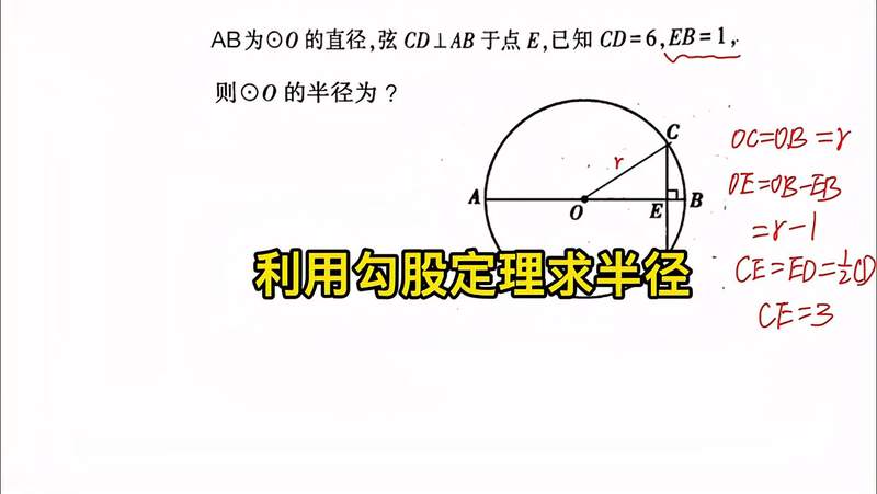 勾股定理求圆半径