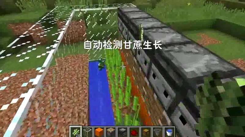 我的世界:全自动甘蔗收割机,自动检测甘蔗生长,自动收割