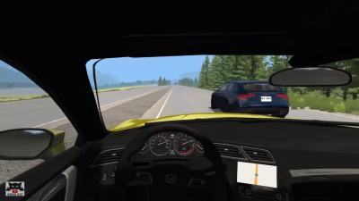 BeamNG:疯狂的小轿车开足马力超车时冲向大货车,车祸画面够惨烈