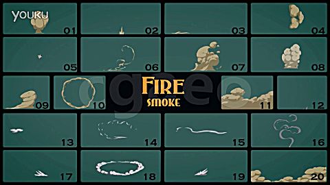 卡通动漫爆炸闪光火花特效工具包 Elemental 2D FX pack