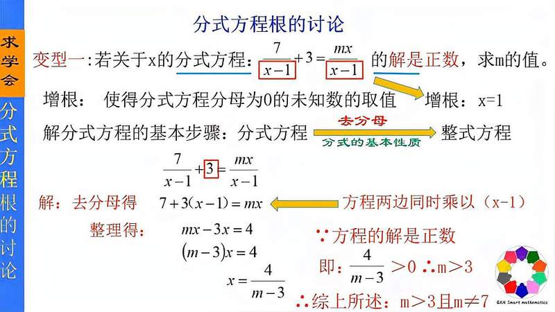 初中数学:带有参数的分式方程根的讨论