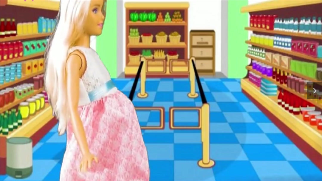 芭比故事孕妇芭比逛超市,买了一大袋子东西,打电话让阿肯来接她