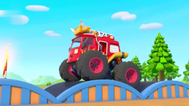 疯狂怪兽车之怪兽消防车灭火,这值得看!