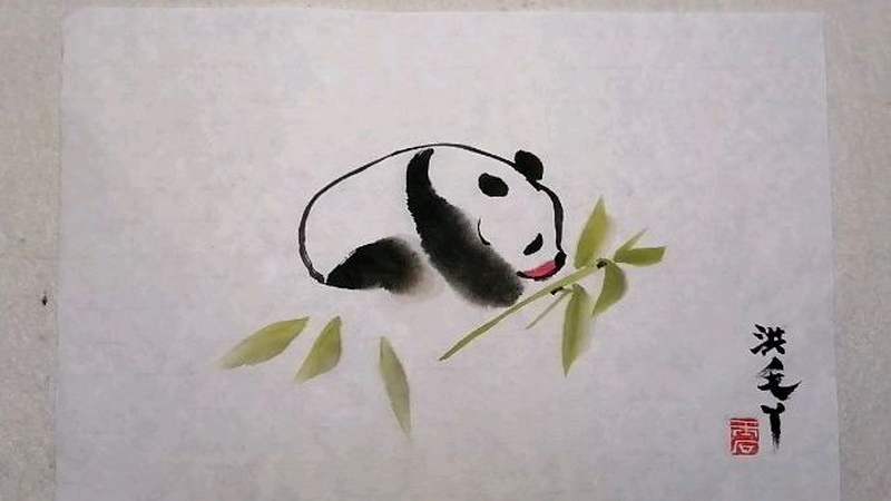 可爱的大熊猫儿童画