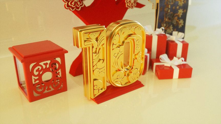 19439635春节新年创意三维金字十秒倒计时视频