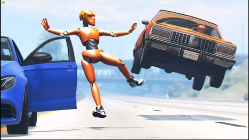 车祸模拟器:公路上布满了鲨鱼刺,搞得战神GTR很没面子!