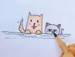 呆萌可爱的小狗小猫简笔画