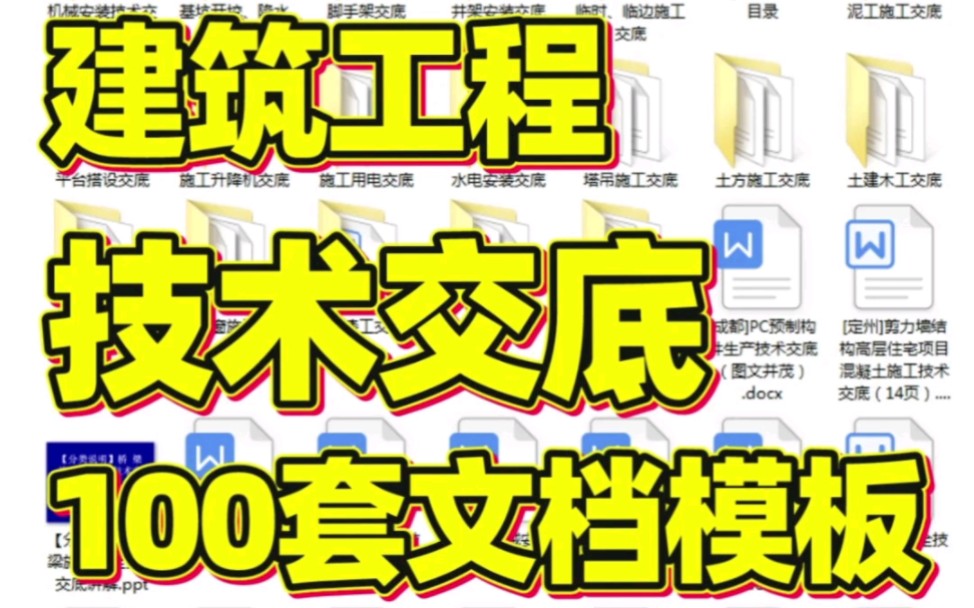 技术总工熬夜7天整理,100套建筑工程技术交底标准模板,值得收藏