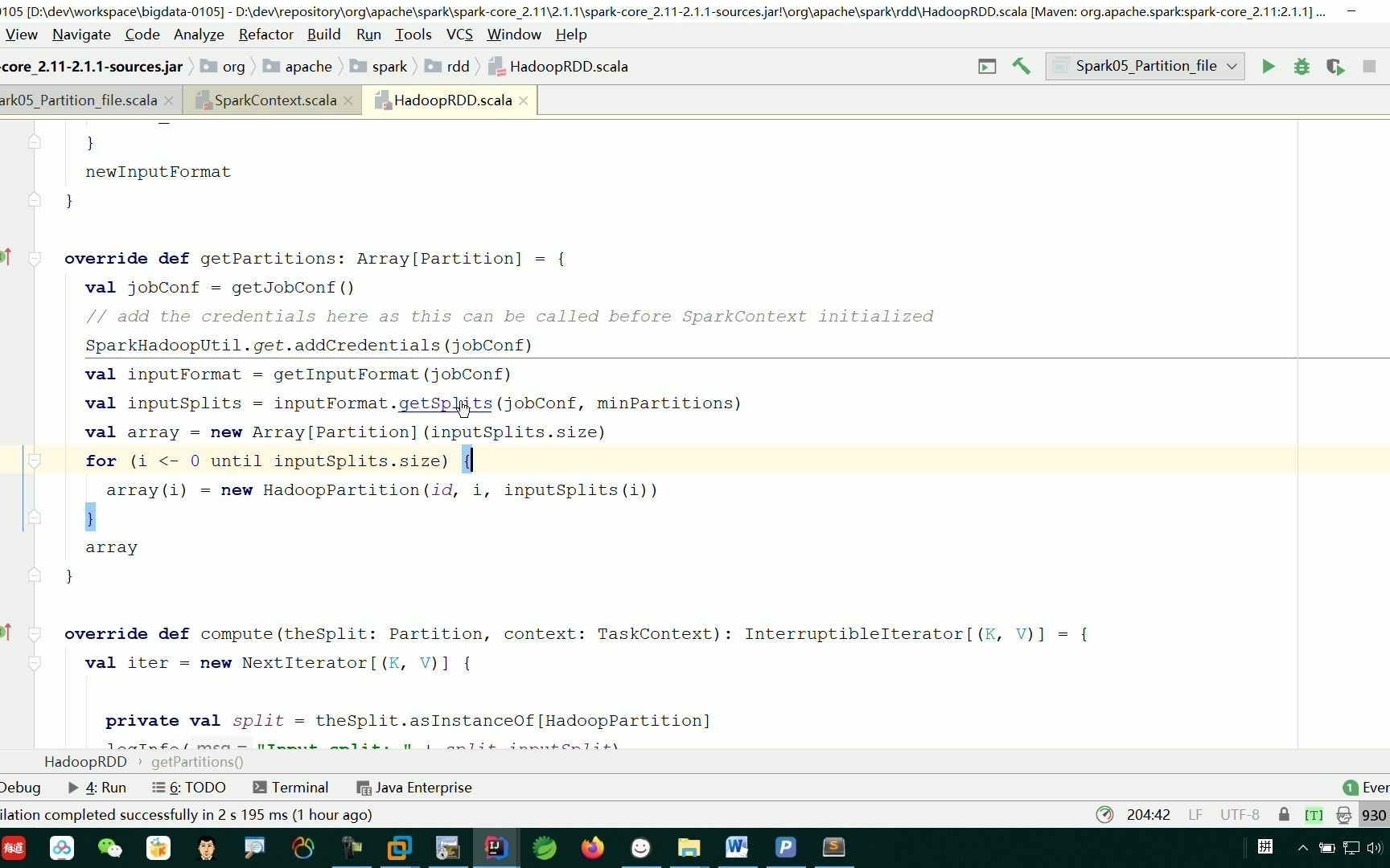 ...尚硅谷大数据_Spark_通过读取外部文件创建RDD指定分区源码Debug