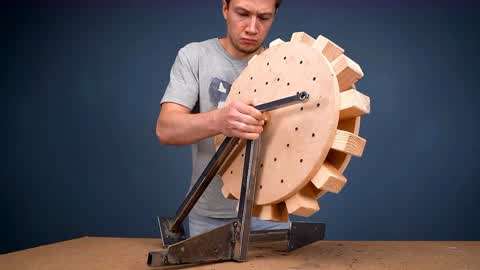 手工制作木质单轮自行车