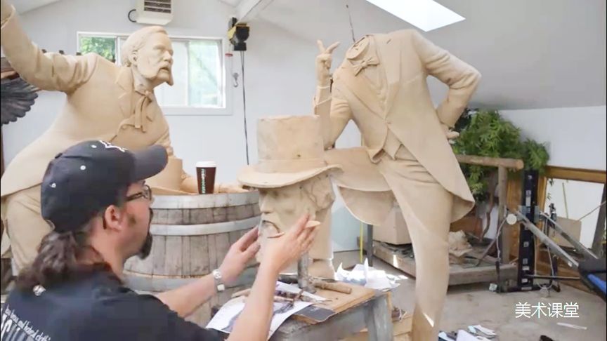完整雕塑人物制作过程 从搭架子到堆土再到细节塑造全部一人完成