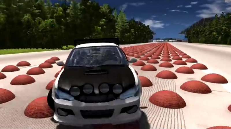 BeamNG:小跑车开足马力冲向100多个超大球体,模拟真实车祸游戏