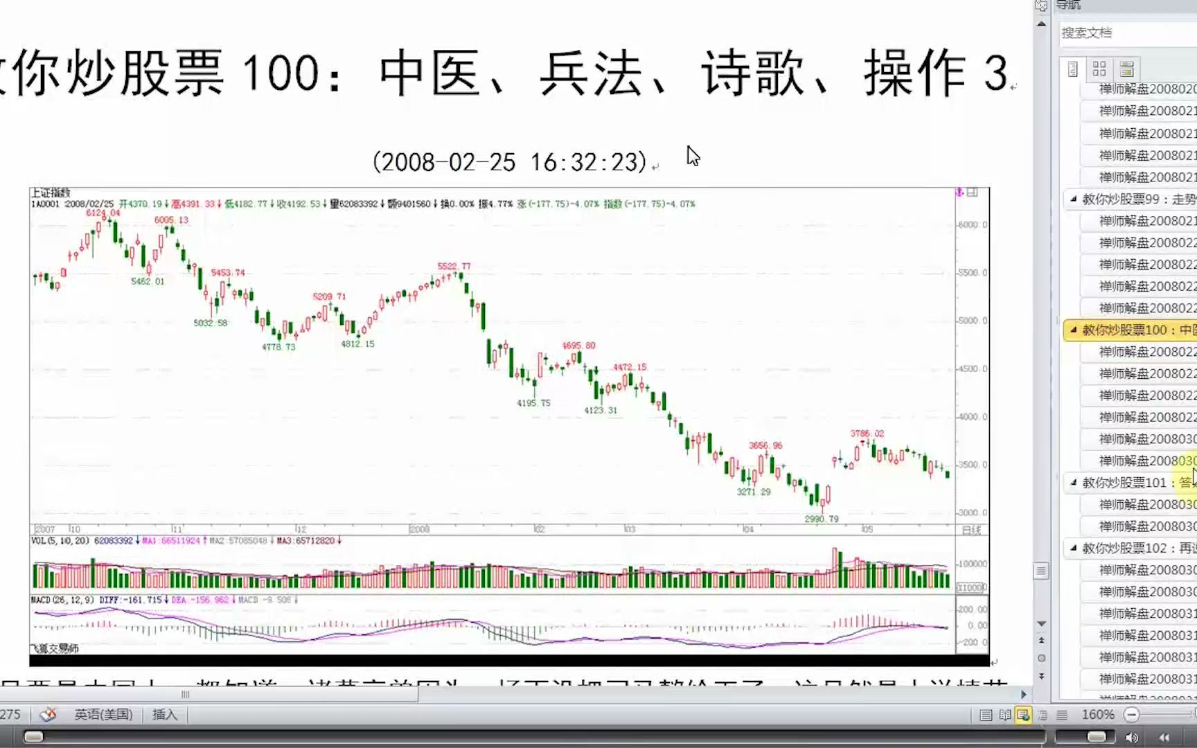 逐句读缠-教你炒股票100:中医、兵法、诗歌、操作3