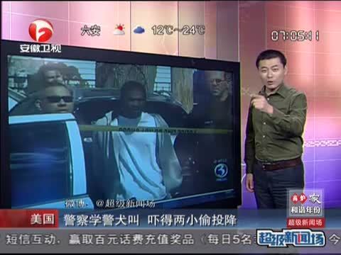 美国:警察学警犬叫 吓得两小偷投降