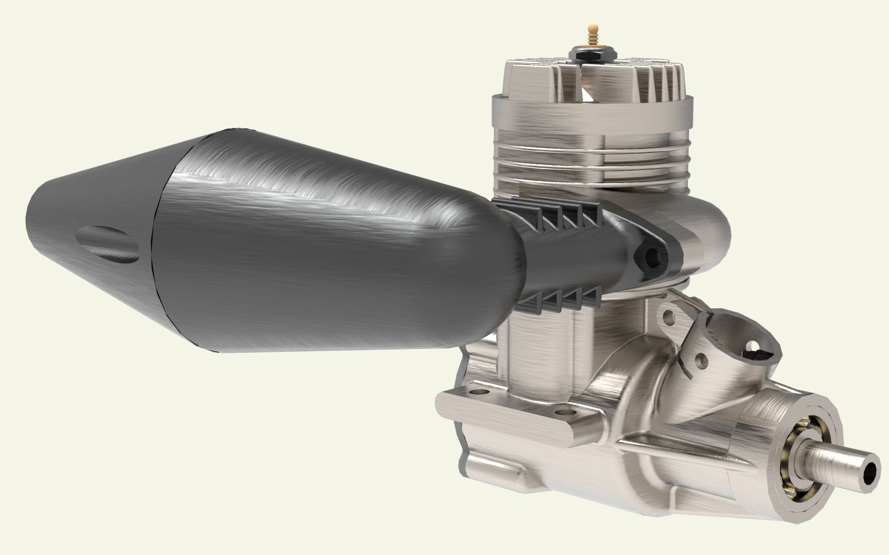 带消音器的RC飞机模型发动机,3D动画带你详细了解内部构造