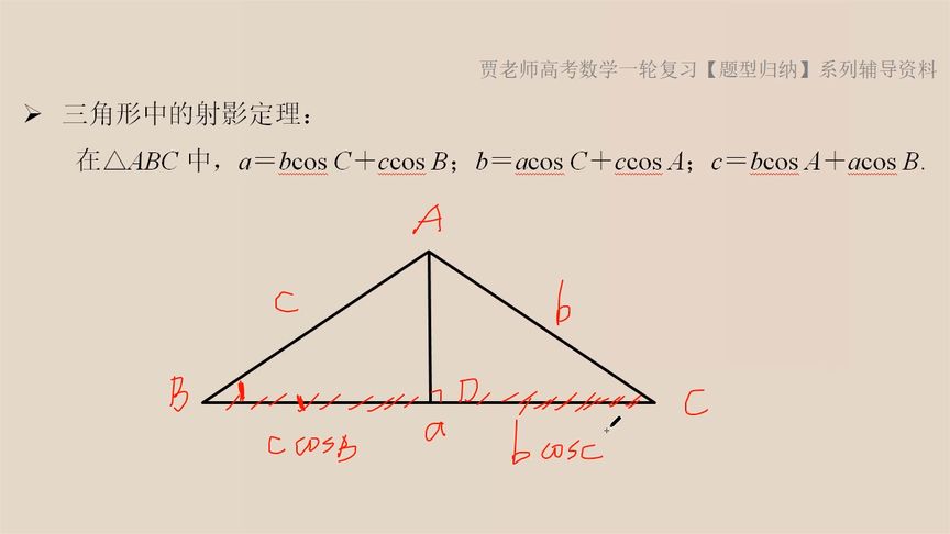 高考数学,解三角形,正余弦定理及其变形,射影定理