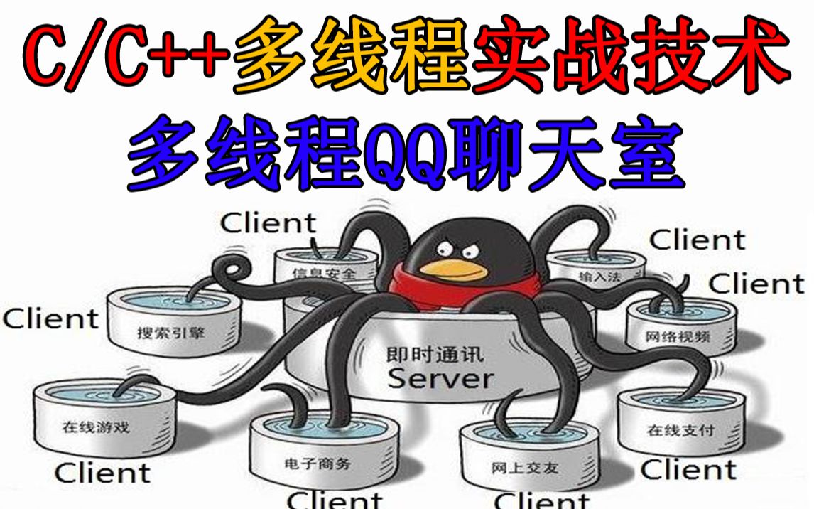 C/C++多线程实战教程:多线程客户端聊天室的实现!腾讯QQ的核心技术,...