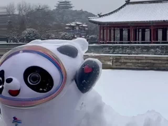 冰墩墩,雪中墩墩冰墩墩