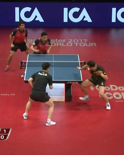 乒乓球精彩瞬间:樊振东球技太高,许昕称赞