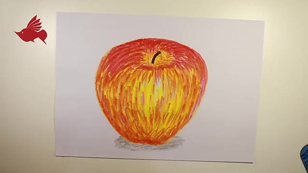 看视频学画画之苹果,5分钟学会一幅画,高鳍红剑作品