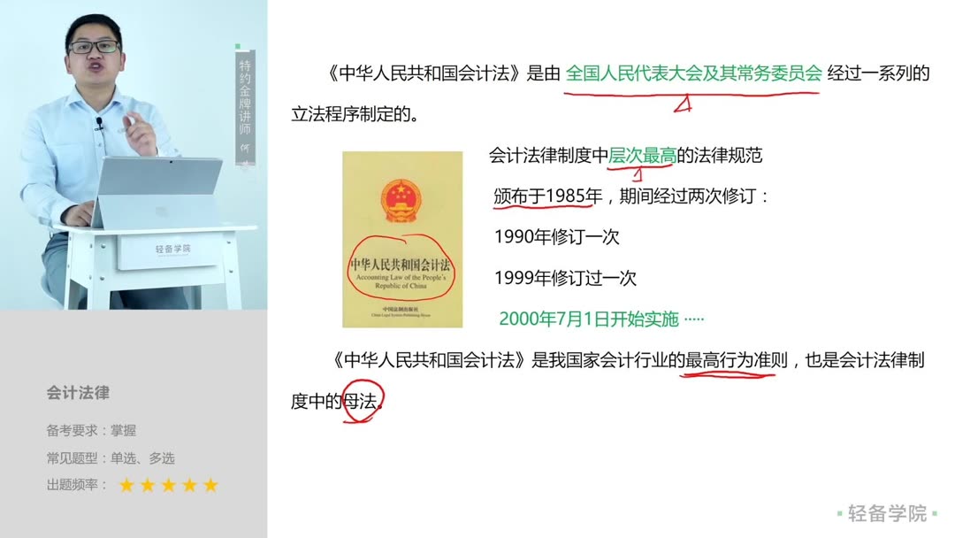 轻备学院-会计从业资格证 会计法律 何老师 002