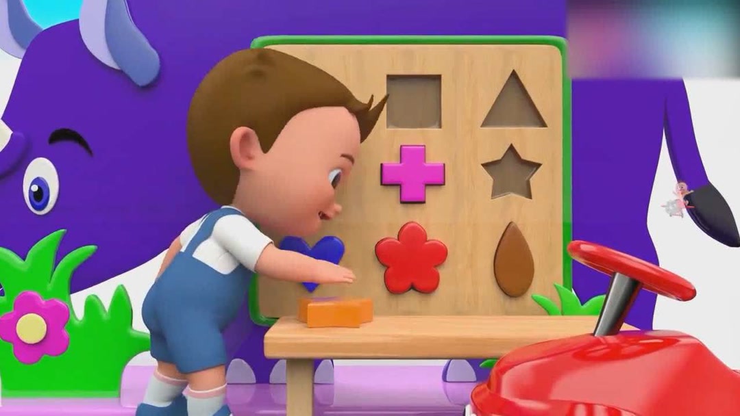 宝宝玩几何图形拼图游戏学习颜色,亲子早教动画!