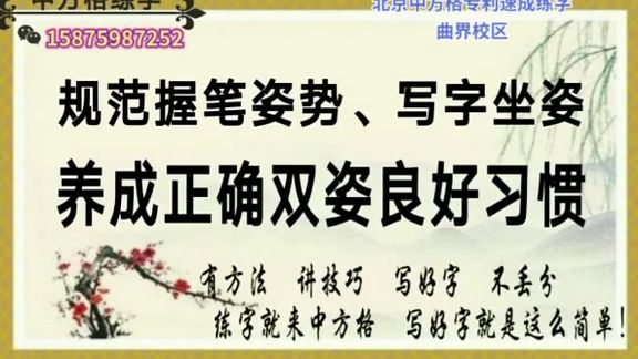 北京中方格速成练字微课堂 正确的书写坐姿,握笔姿势。
