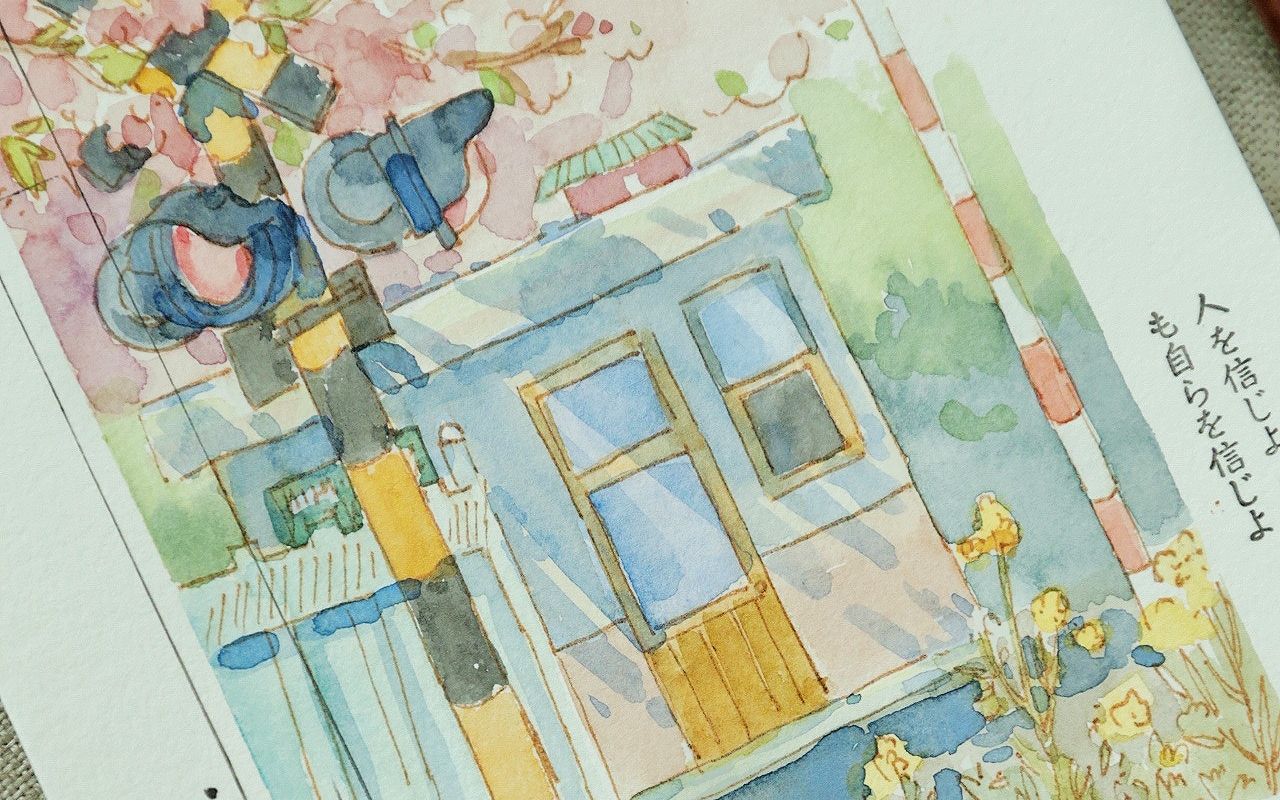 保姆级钢笔淡彩教程 | 樱花车站的简单画法之线稿篇