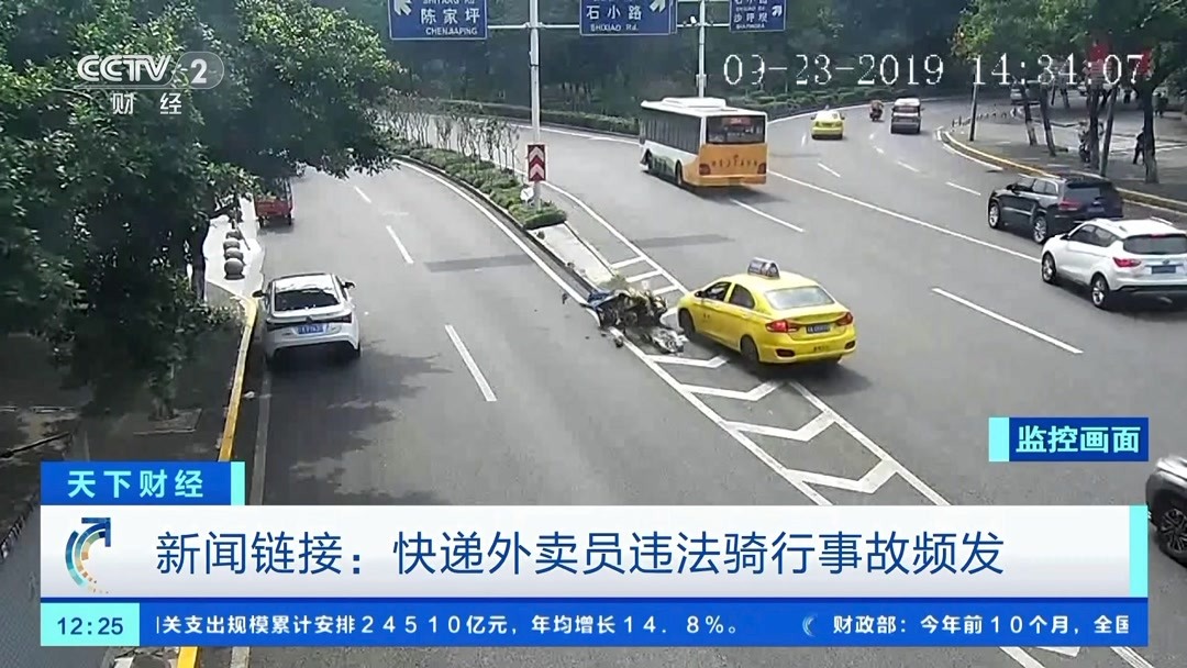 新闻链接:快递外卖员违法骑行事故频发