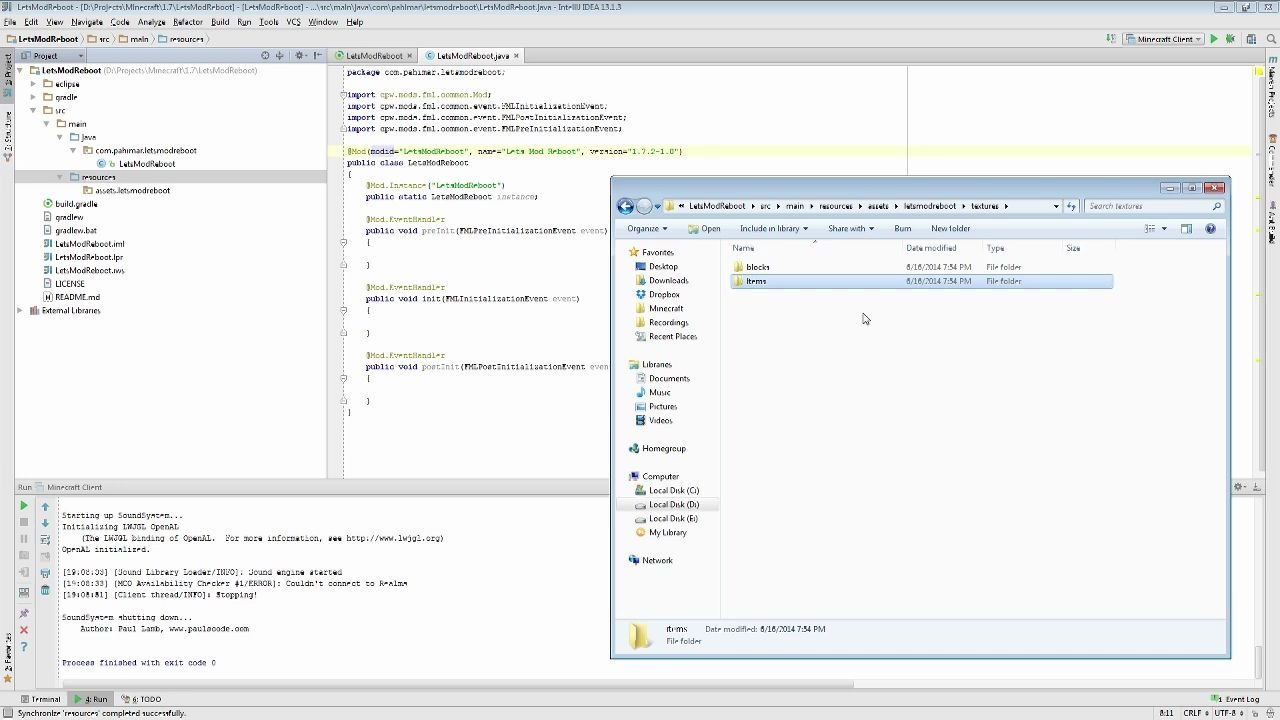 【Minecraft 1.7.x Mod开发教程】Let's Mod Reboot - Episode 4