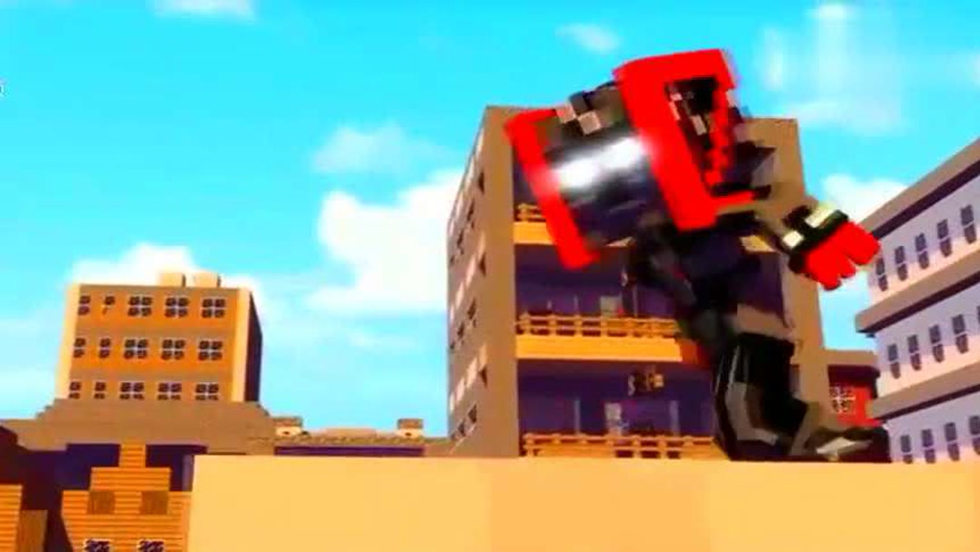 《我的世界》动画,机器人玩家在城市里的生活