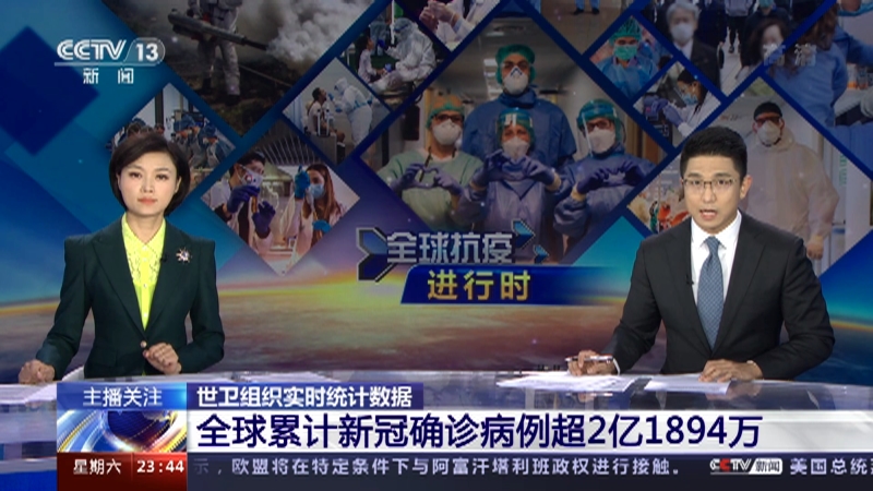 [24小时]世卫组织实时统计数据 全球累计新冠确诊病例超2亿1894万