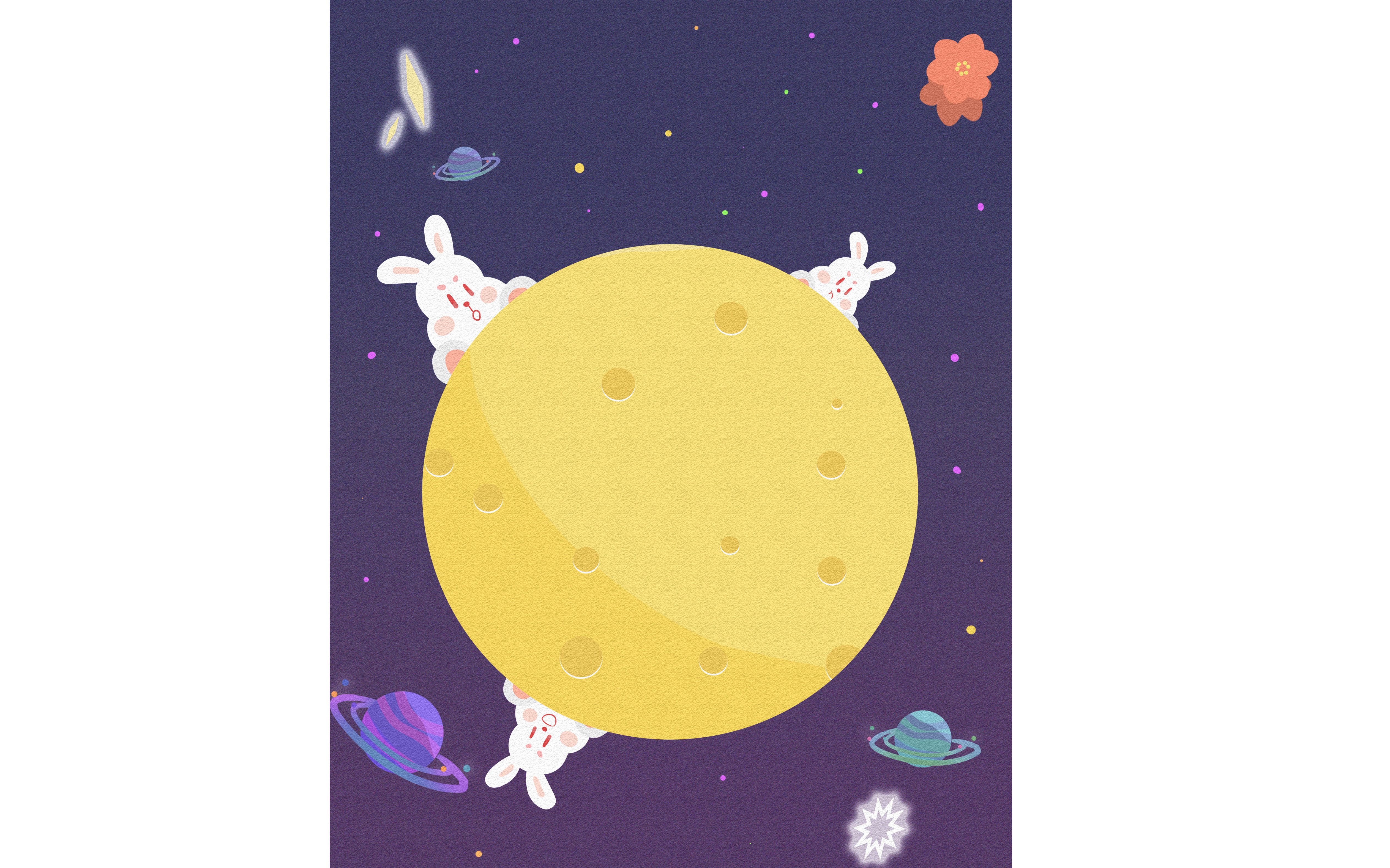 超简单月亮与兔叽中秋月亮 ps基础工具画月亮