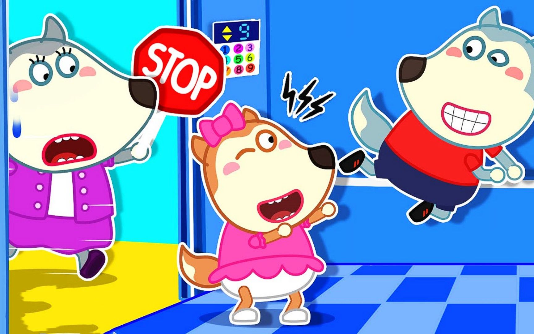 沃尔夫动画:小狼教你如何安全乘坐电梯,你跟着他们学会了吗?