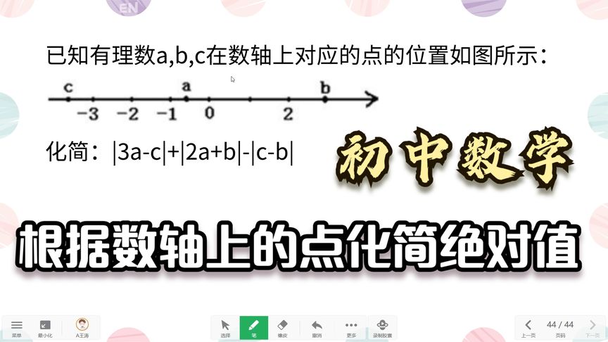 初中数学初一年级有理数中根据数轴上的点化简绝对值